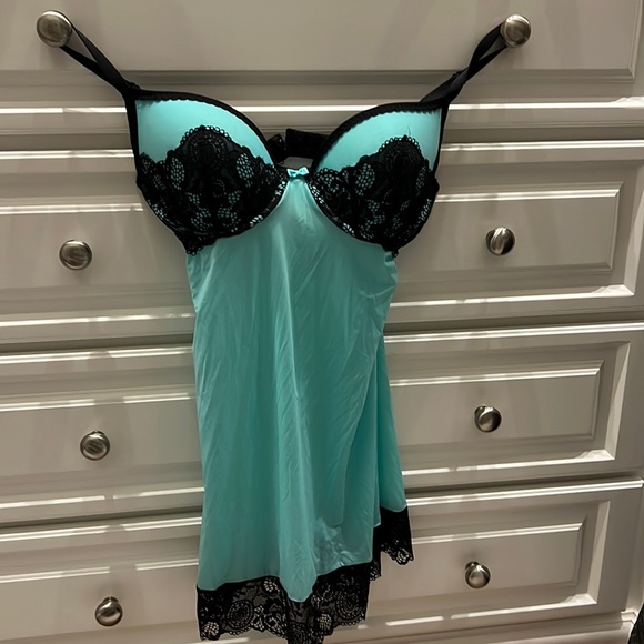 Victoria's Secret | Intimates & Sleepwear | Sheer Turquoise And Black ...